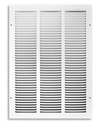 Return Air Grille, Ceiling/Sidewall, White, 1-Way, Stamped Louver Steel ...