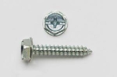 Taper Point Screw, Hex Washer Head Slot/Phillips Combo, Tapping Screw ...